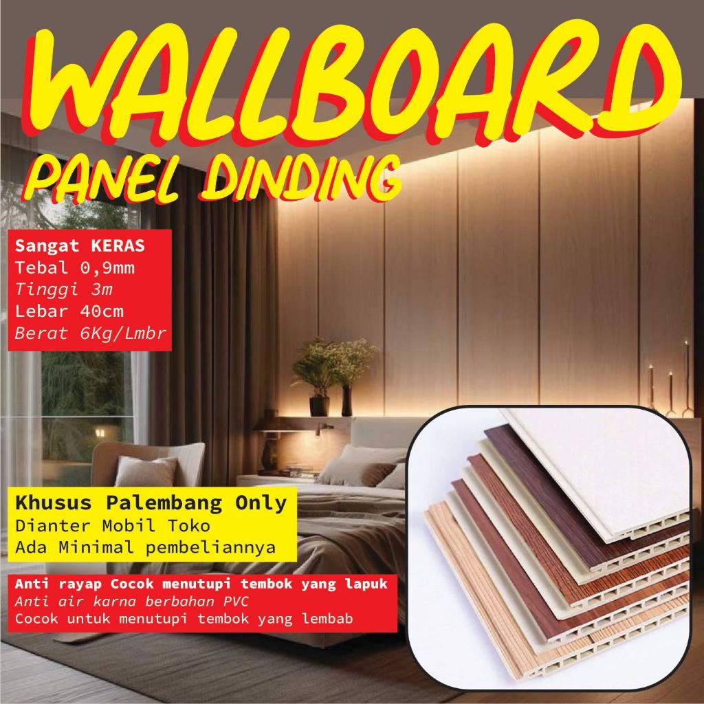 Jual (lebar 40cm) Wall Panel Wall Board WPC PVC SUPER KERAS (PALEMBANG ...
