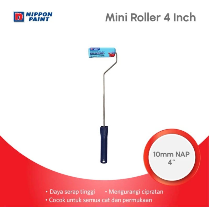 Jual Nippon Paint Mini Roller 4 Inch / Kuas Roll Kecil gagang Panjang ...