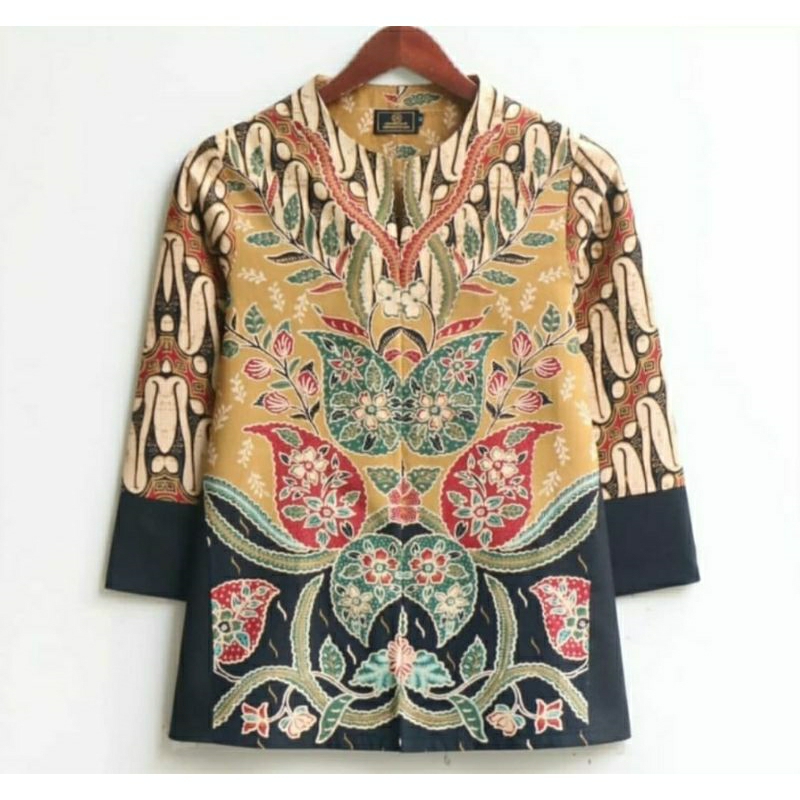 Jual (BLOUSE JESSICA) Blouse batik kombinasi warna sogan | Shopee Indonesia