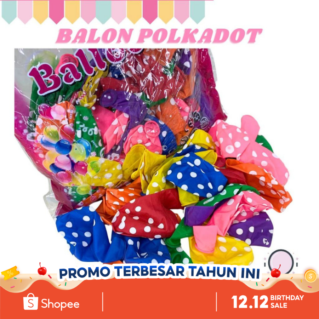 Jual Isi 100 pcs Balon Polkadot 10 Inch Merah Putih Biru Pink Warna ...