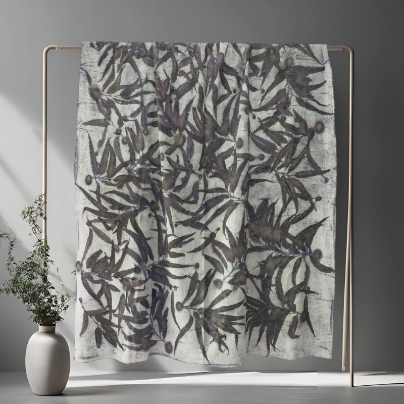 Jual kain linen ecoprint batik warna alam motif cetak daun asli ...