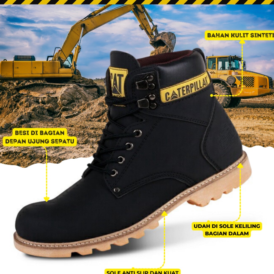 Jual Sepatu Safety Pria Boots Caterpillar Steel Toe Sepatu Boots Pria ...