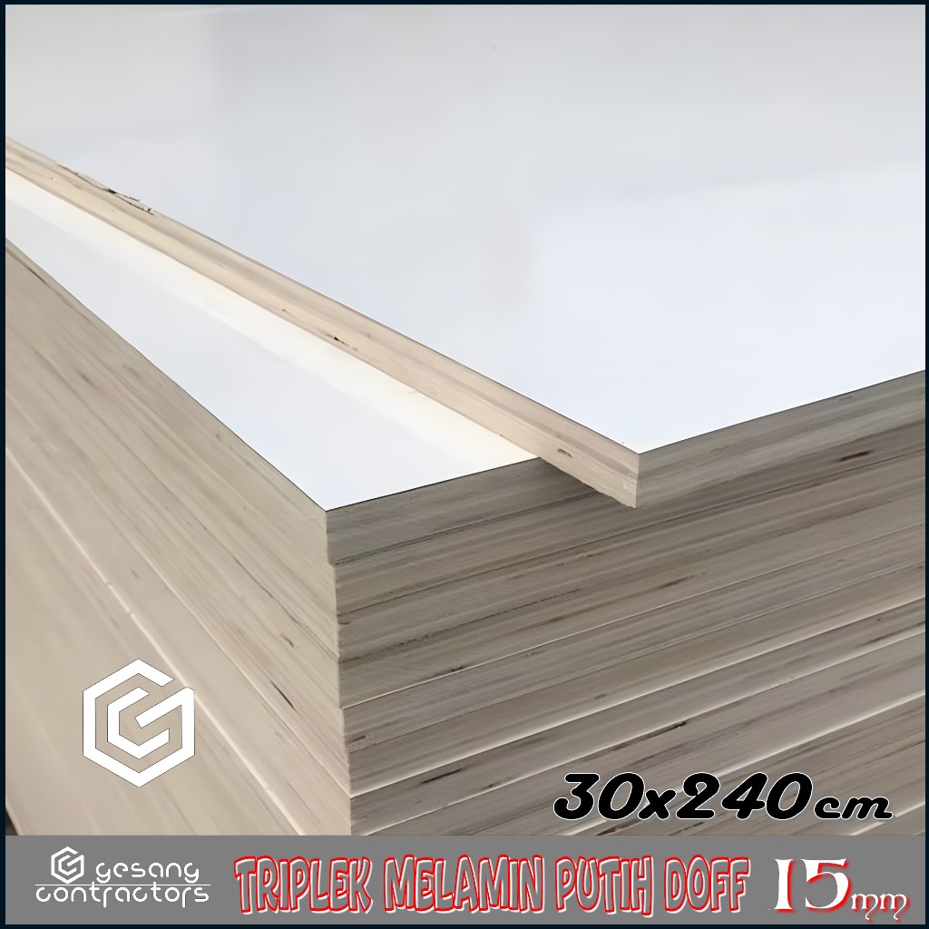 Jual Triplek Melamin Putih 15mm 30x240 cm ( 240x30 cm | ISI 2 LEMBAR ...