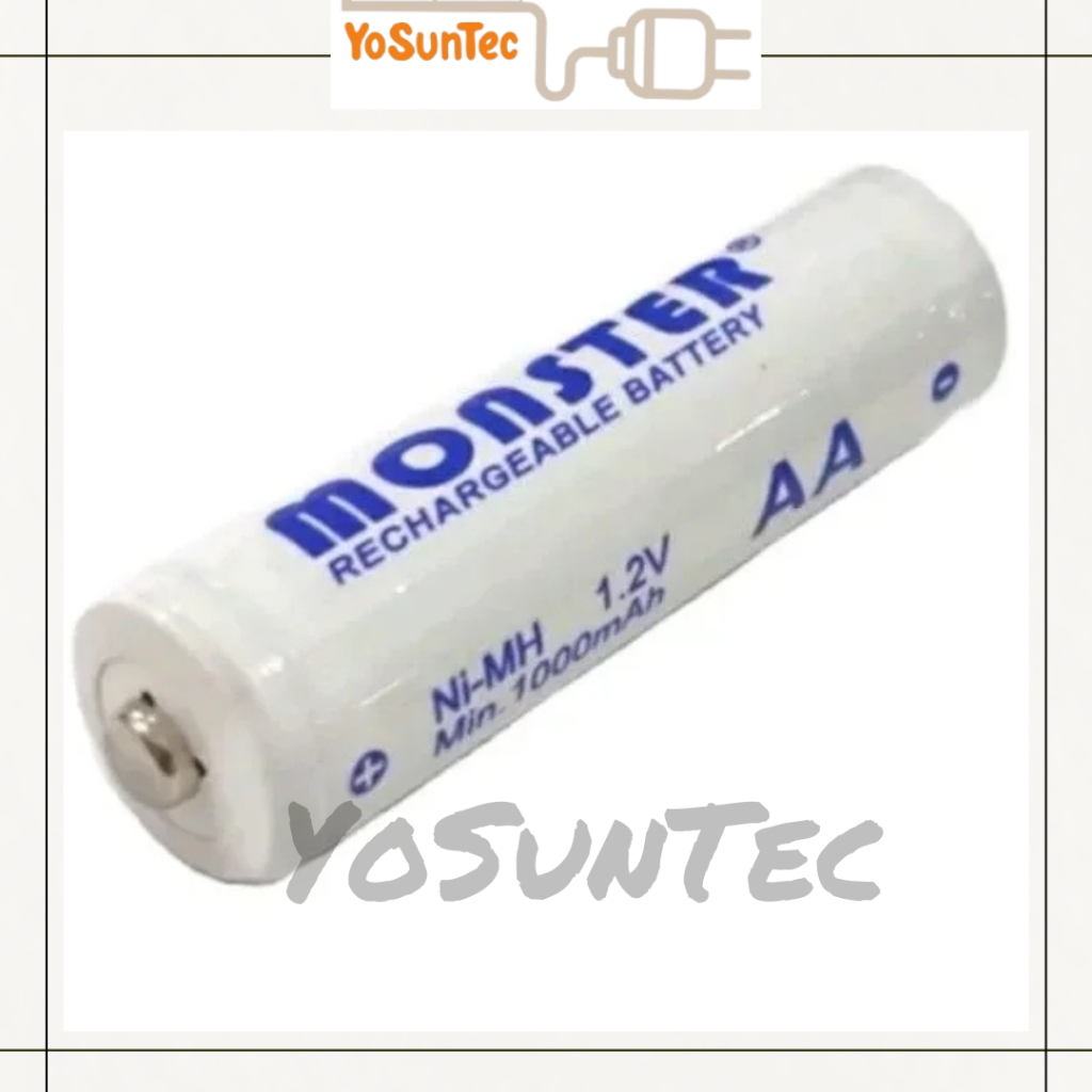 Jual Baterai Cas AA 1000mAh Rechargeable 1.2V MONSTER Battery Charge ...