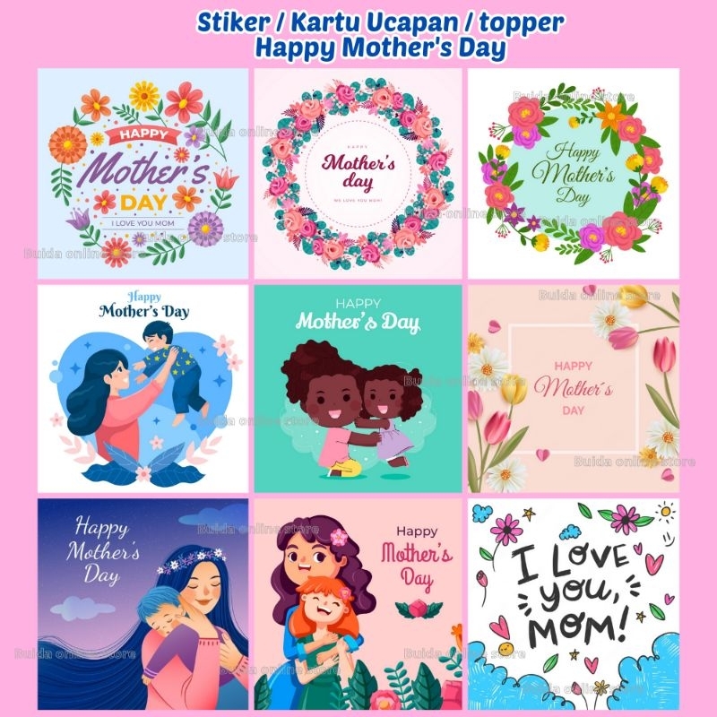 Jual Sticker Stiker Kartu Ucapan Label Topper Happy Mother's Day ...