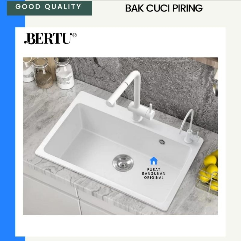 Jual KITCHEN SINK GRANITE BAK CUCI PIRING WHITE PUTIH UNDERMOUNT BERTU ...