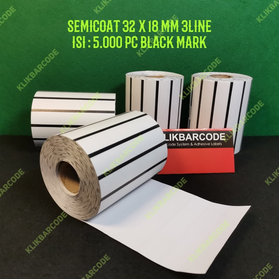 Jual STICKER LABEL BARCODE SEMICOATED 32 x 18 BLACK MARK (3 LINE) TANPA ...