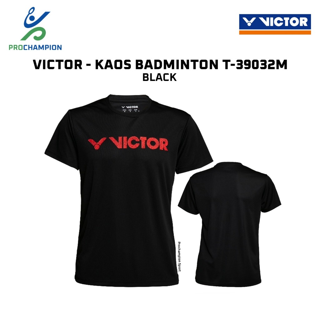 Jual New ! Kaos Jersey Badminton Victor T 39032 Victor T-39032 Black ...