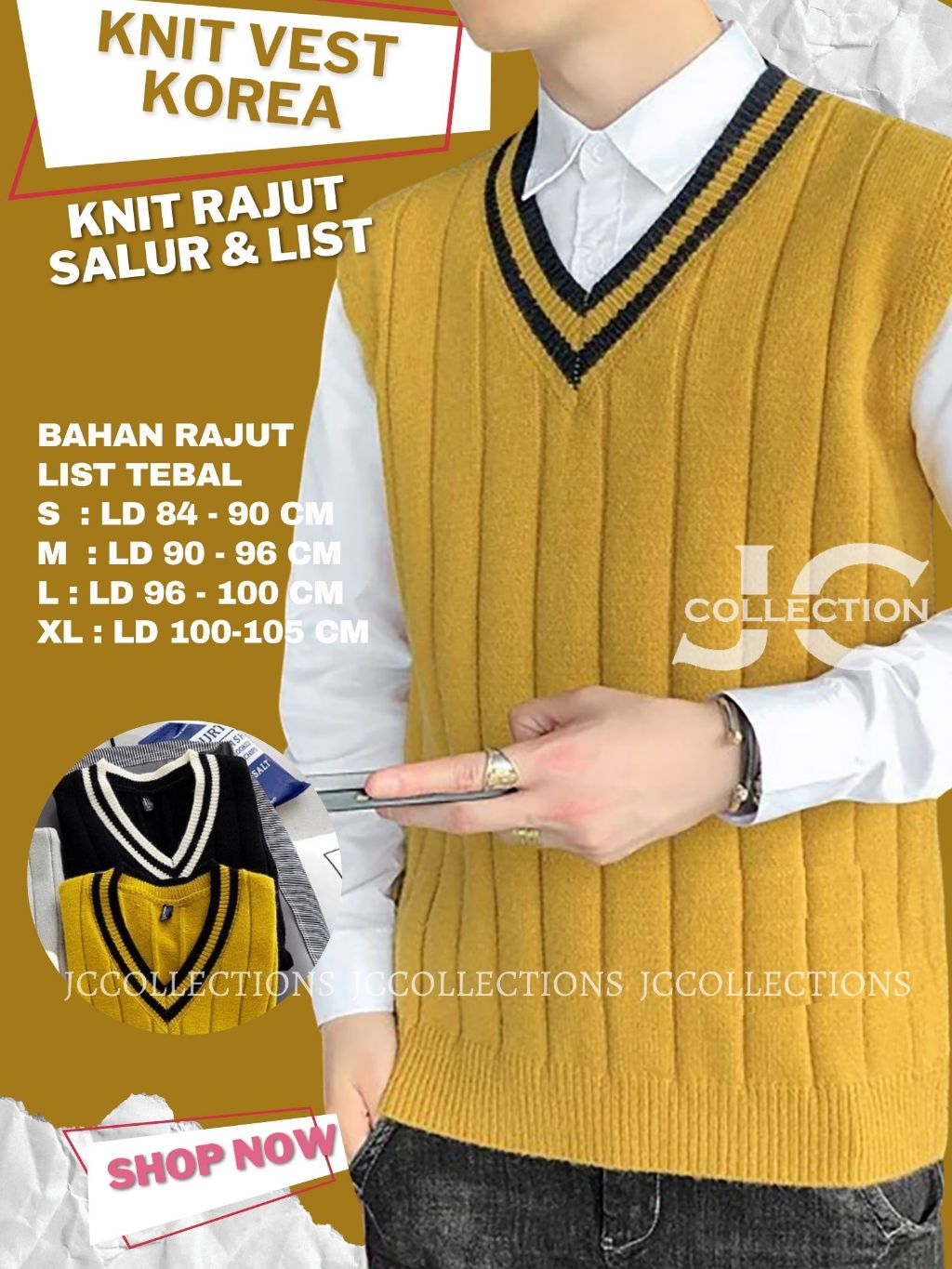 Jual Sweater Rompi Rajut Pria List Salur / Vest Knit Korea Look Salur ...