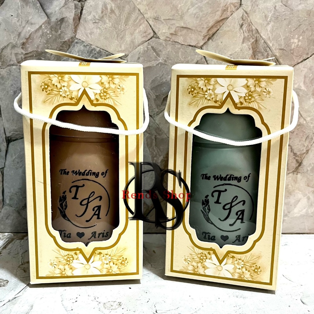 Jual Souvenir SABLON NAMA Botol Kaca Kelinci 330ml Kemasan BOX Souvenir ...