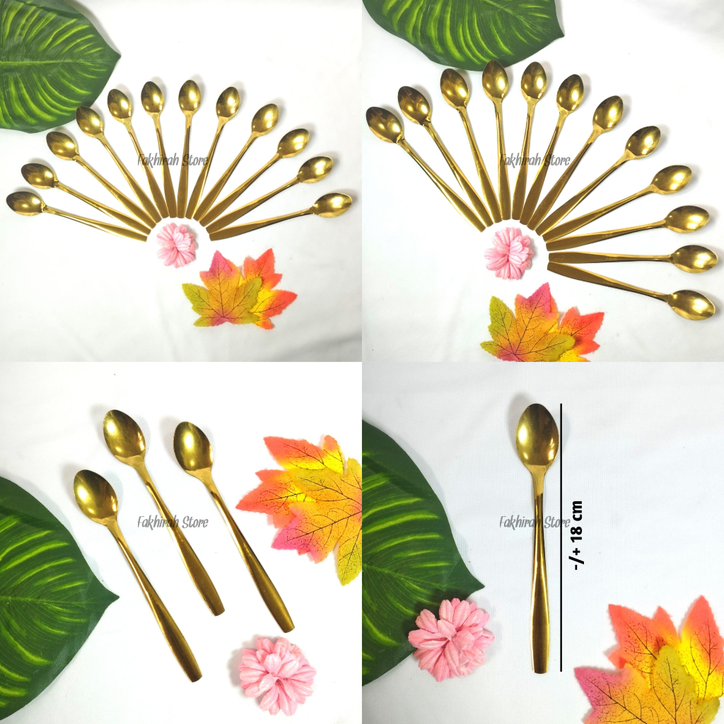 Jual ( 12 PCS/1 LUSIN) Sendok Teh Gold Sendok Stainless Steel Sendok ...