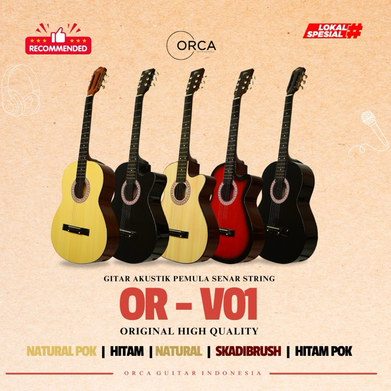 Jual ORCA Gitar Akustik Pemula OR - V01 Senar String Guitar | Shopee ...