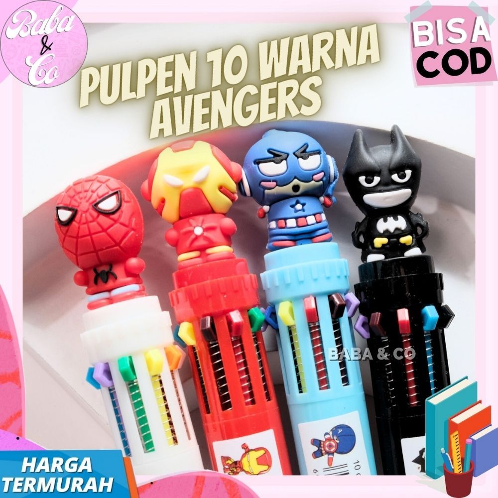 Jual PEN AVENGERS 10 WARNA PULPEN SUPERHERO BATMAN SPIDERMAN IRONMAN ...