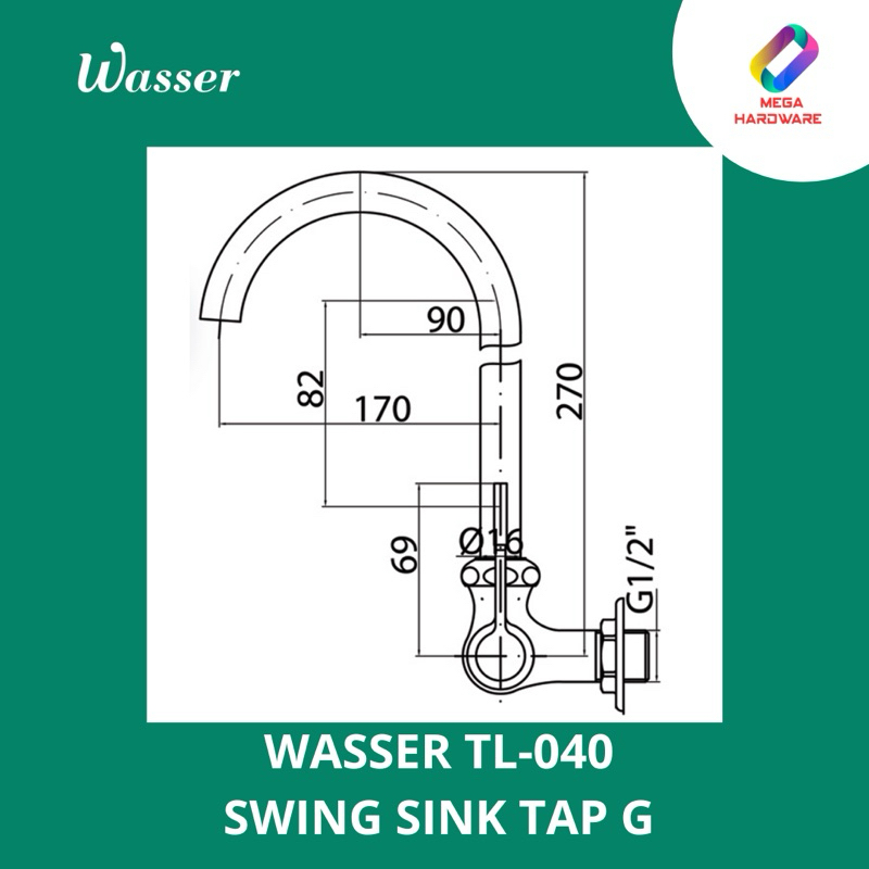 Jual WASSER TL-040 SEING SINK TAP G || Wall Mounted Lever Handle Sink ...