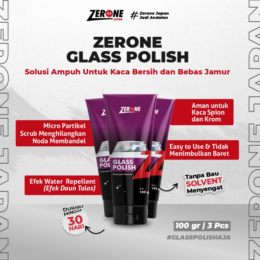 Jual Zerone Japan Glass Polish Pembersih Jamur Kaca Mobil 100ml ...
