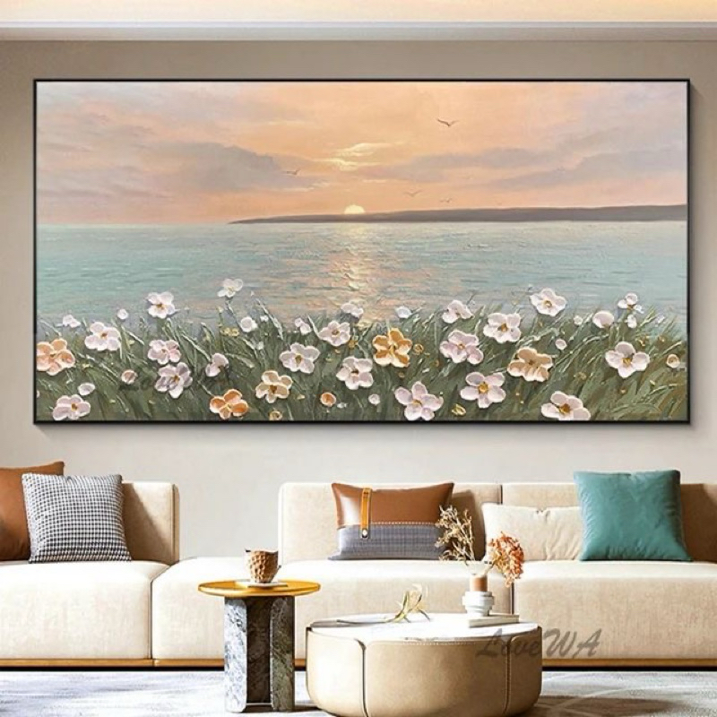 Jual Lukisan bunga pinggir pantai minimalis | Shopee Indonesia