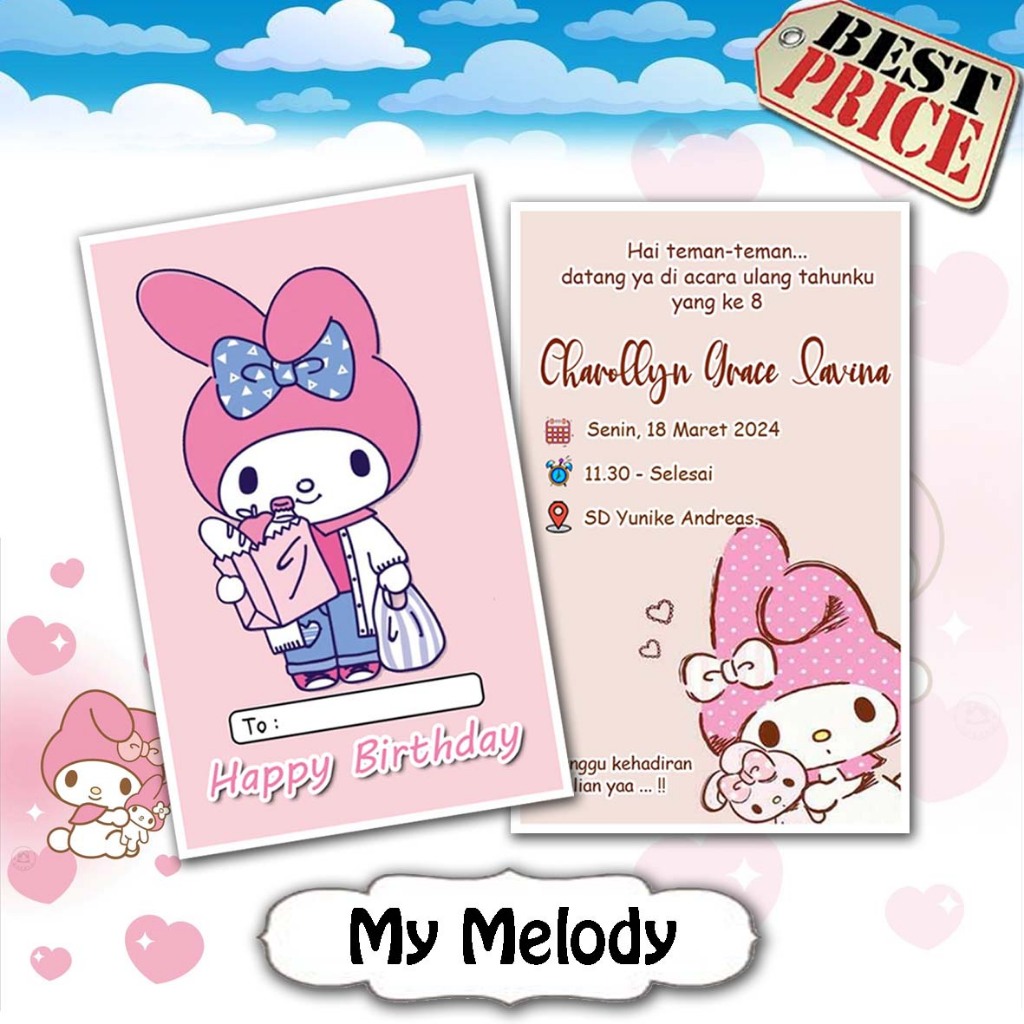 Jual Cod Termurah Undangan Ulang Tahun Ulang Taun Karakter My Melody
