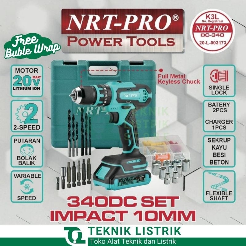 Jual NRT-PRO Bor Baterai Drill Cordless NRT PRO 340DC 20V New Version ...