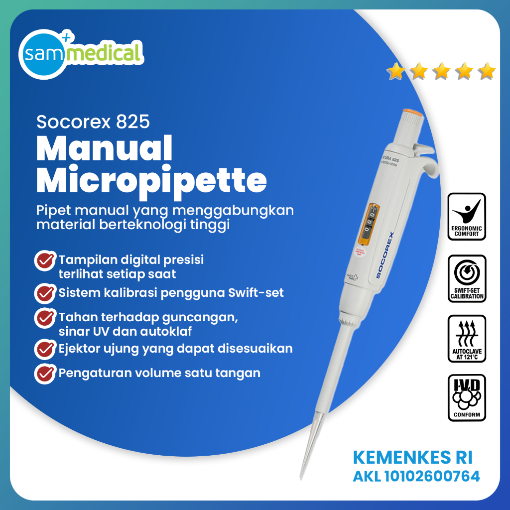 Jual Socorex Acura Mikropipet Adjustable / Micropipet( 5 - 50 μL ...