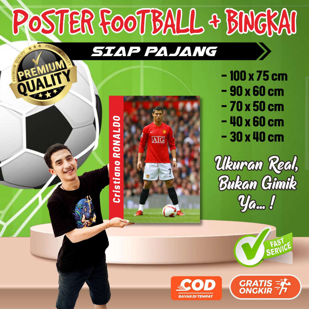 Jual POSTER JUMBO CRISTIANO RONALDO CR7 + BINGKAI, BISA COD DAN TINGGAL ...