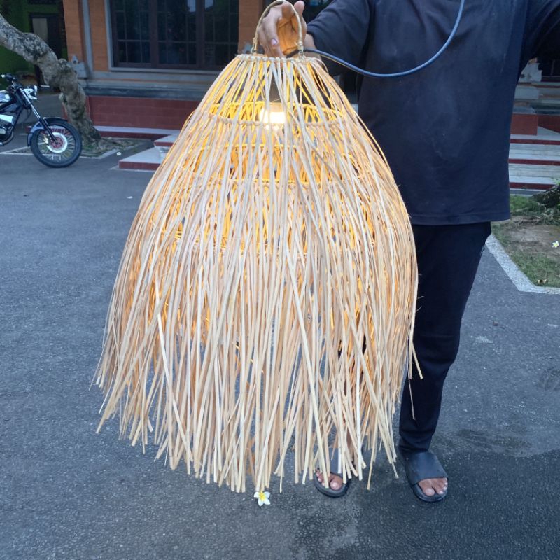 Jual Kap Lampu Rotan Model Rumbai 50 x 73 cm - Kap Lampu Rotan - Lampu ...