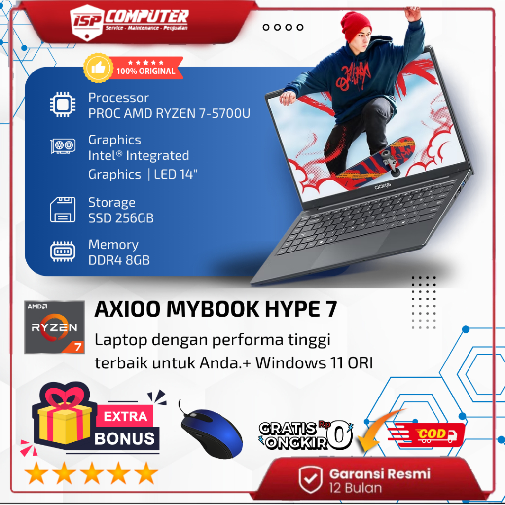 Jual LAPTOP AXIOO HYPE 7 AMD X7 RYZEN 7 5825 8GB 512GB 14.0 FHD IPS ...