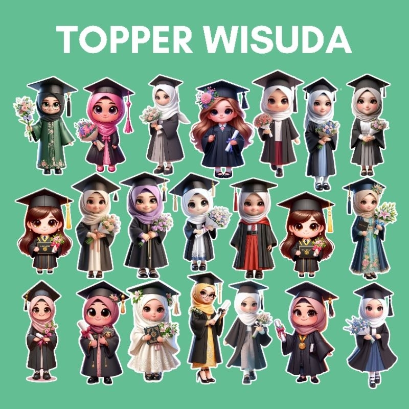Jual TOPPER WISUDA KARTUN CEWEK | Shopee Indonesia