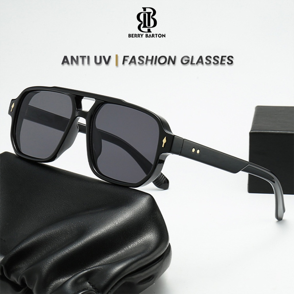 Jual Berrybarton Kacamata Hitam Aviator Gaya Retro PC Sunglasses Anti UV 400 Pria Wanita 1002 ...