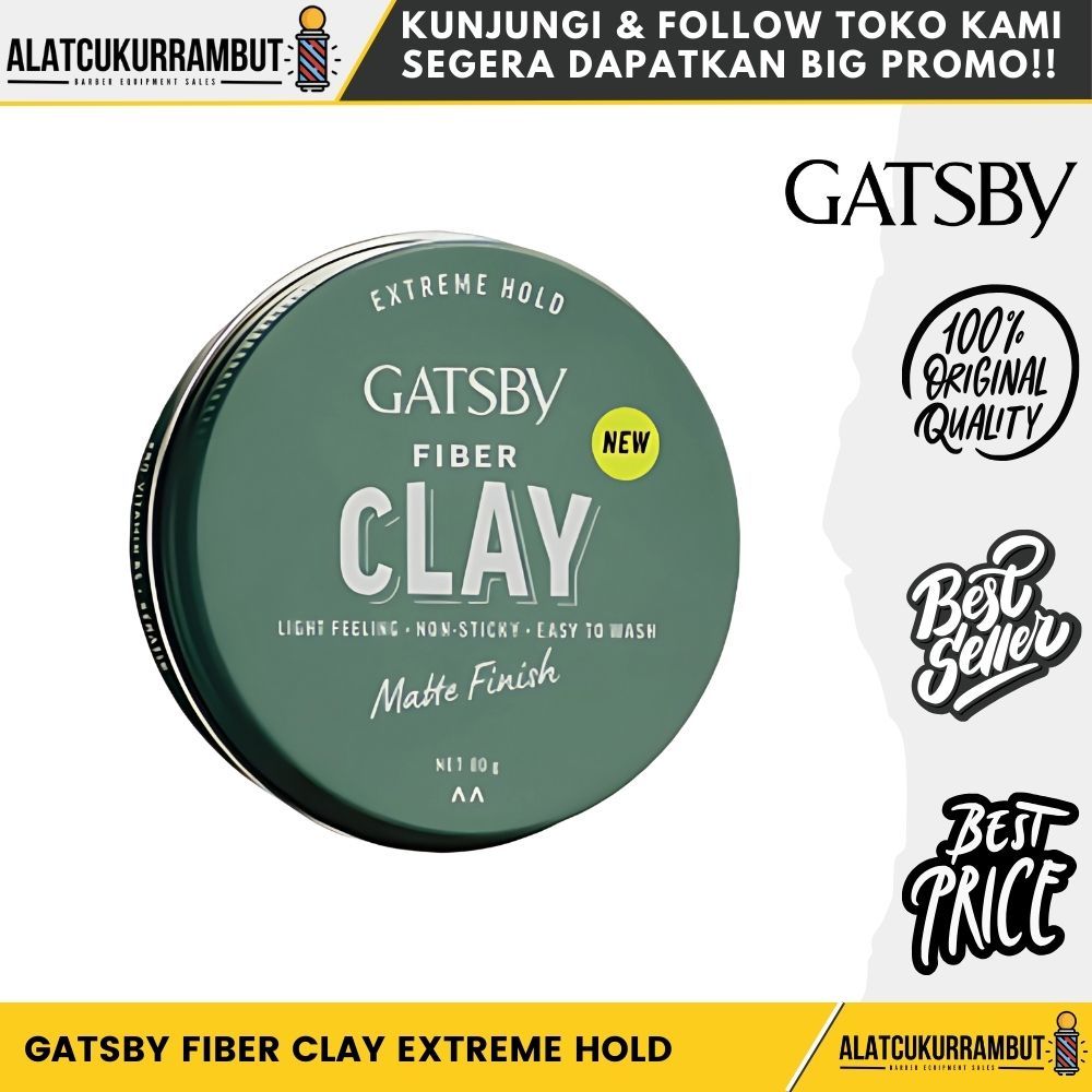 Jual GATSBY Fiber Clay Water Base Extreme Hold Pomade Minyak Rambut ...