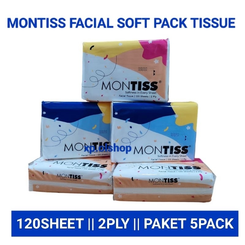 Jual | PAKET 5PACK | TISU TISSUE MONTISS FACIAL MINI SOFT PACK 120S ...