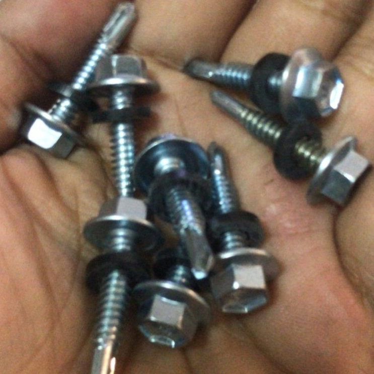 Jual Roofing Galvanis Putih 12x30 Kunci 8 Hex SDS Screw M5x30 Sekrup ...