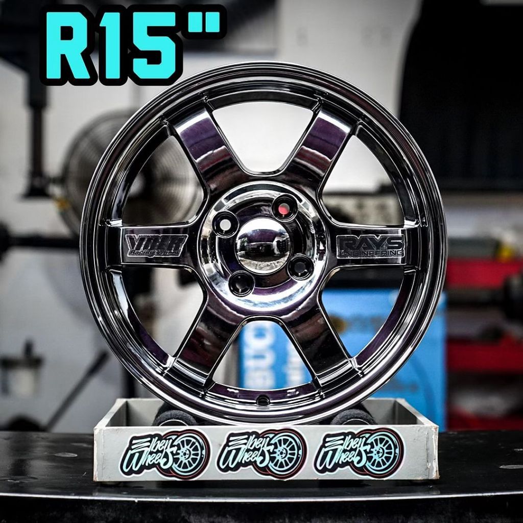 Jual Velg Mobil VOLK RAYS TE37 OG FLOW FORMING R15” PCD 4x100 Lebar 6.5 ET 42 Warna Black Chrome ...