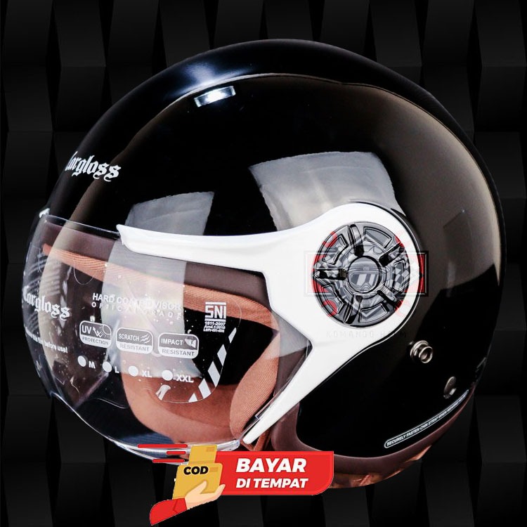 Jual HELM CARGLOSS YRH HIJAB DEEP BLACK - RETRO CARGLOS | Shopee Indonesia