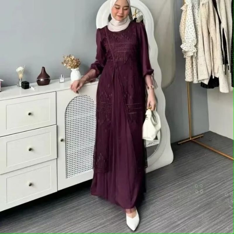 Jual Bela drees gamis kondangan burkat lebaran 2025 elegan busui velv ...
