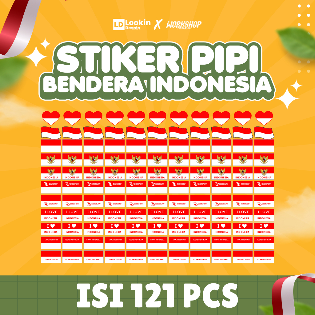 Jual STIKER STICKER PIPI BENDERA INDONESIA KIBAR KECIL ISI 121 PCS ...