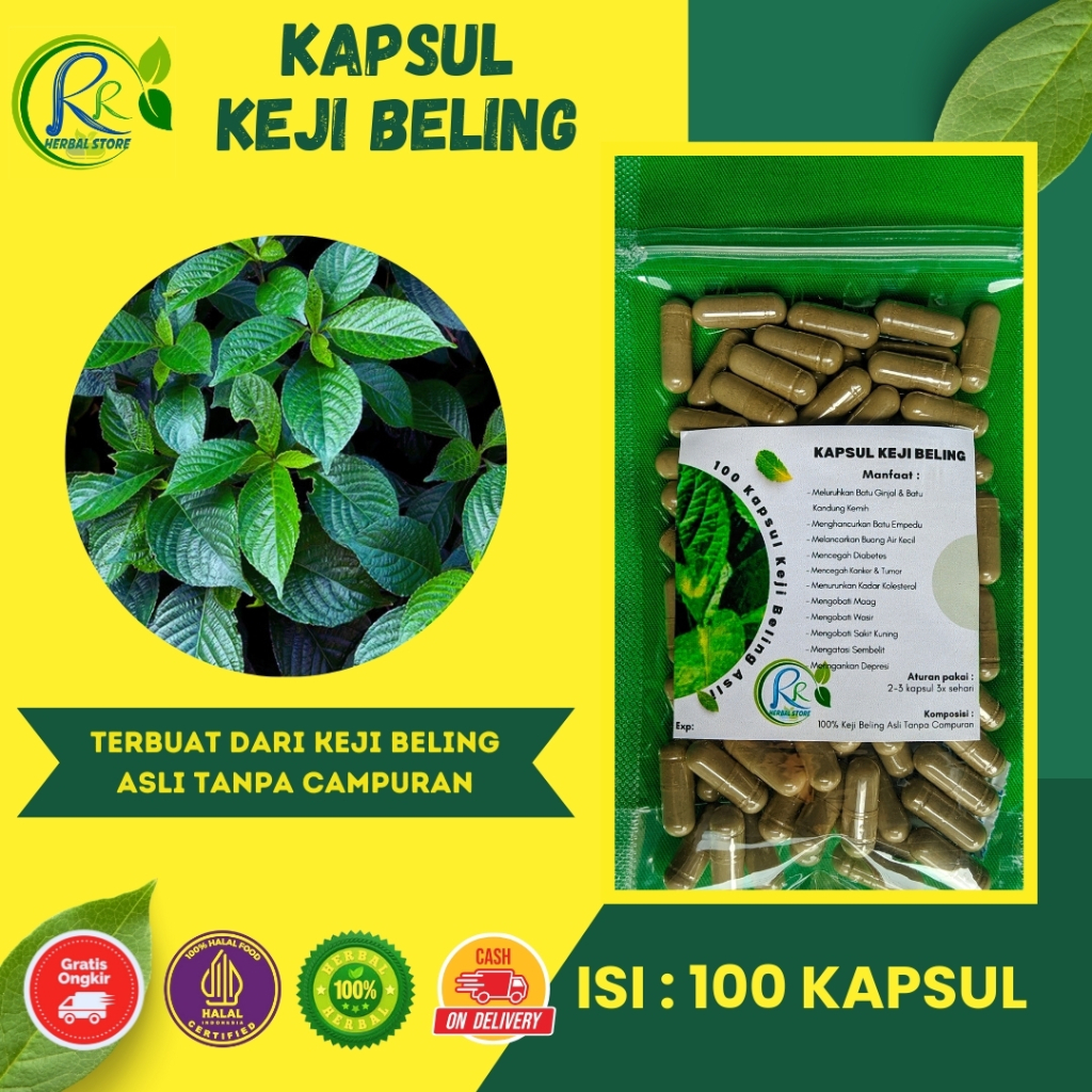 Jual 100 Kapsul Keji Beling Herbal Asli | Shopee Indonesia