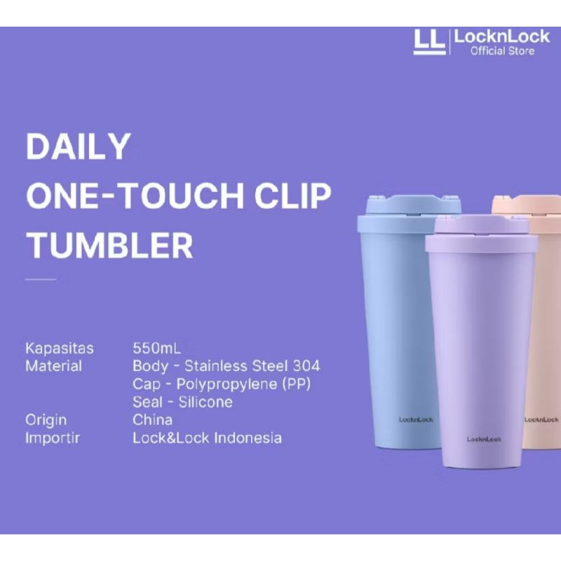 Jual LocknLock Tumbler Daily One Touch Clip (550 ml). | Shopee Indonesia