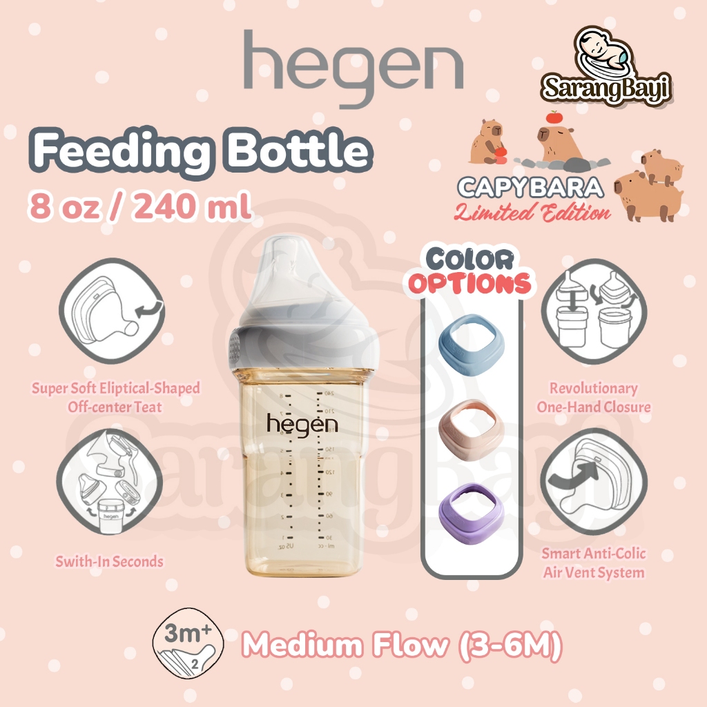 Jual Hegen PCTO Feeding Bottle PPSU 8oz 240ml / Botol Susu Bayi White Blue Purple Pink Capybara ...