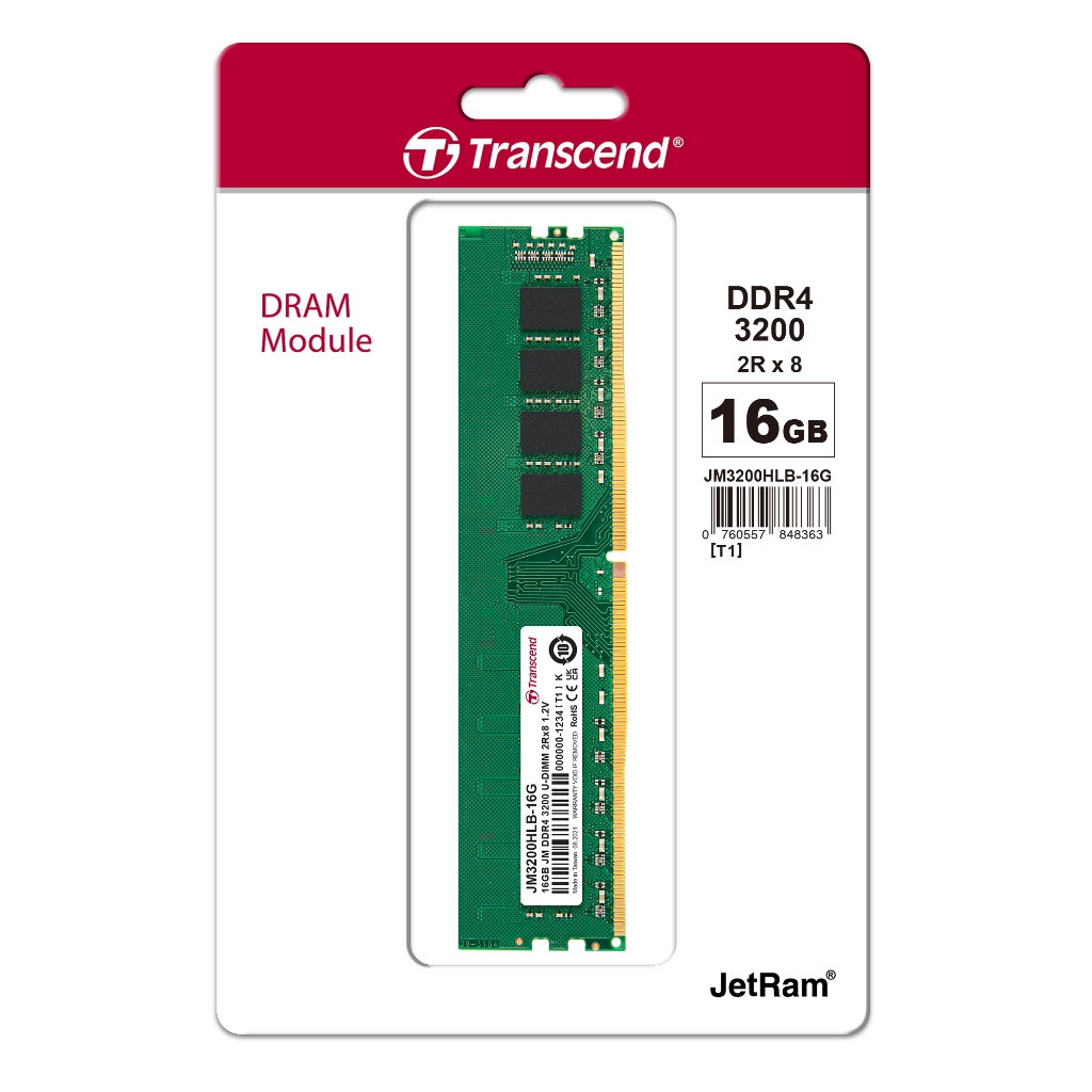 Jual Transcend JetRam 16GB DDR4 3200 For Desktop (JM3200HLB-16G ...