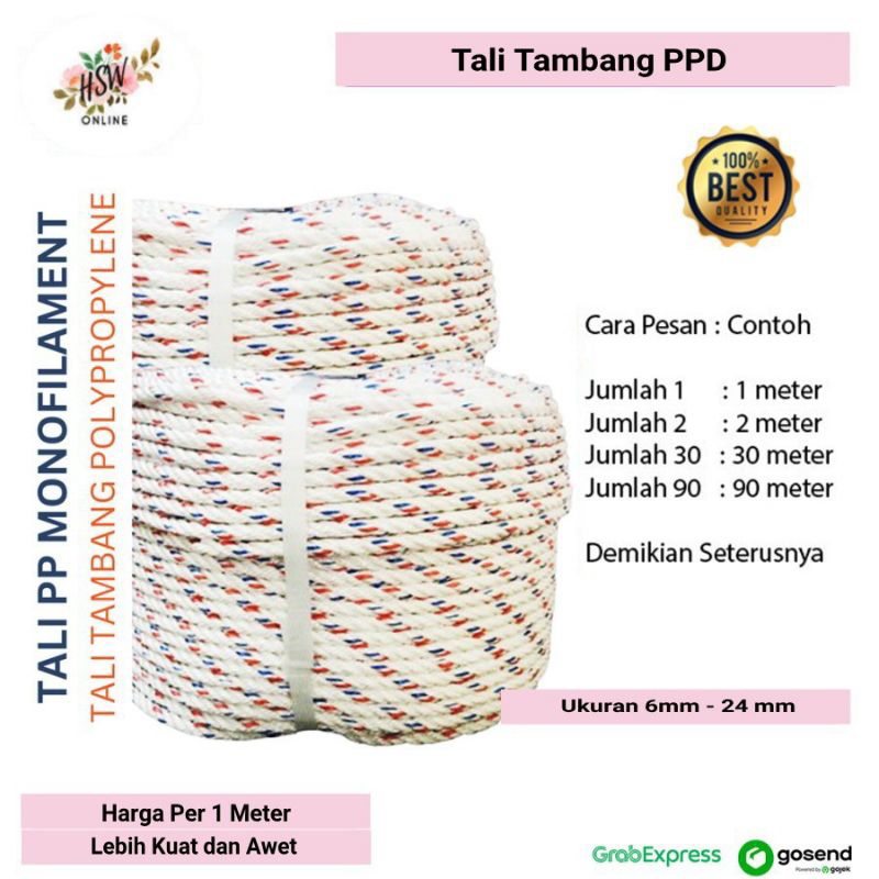 Jual Tali Tambang PPD 6mm 8mm 10 mm 12mm 14mm 16mm 18mm 20mm 22mm 24mm ...