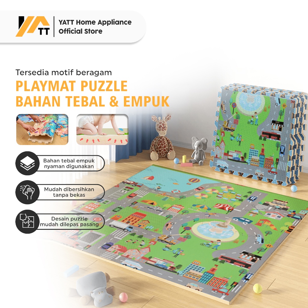 Jual YATT Karpet anak puzzle Evamat Puzzle Edukasi Motif Road Map ...