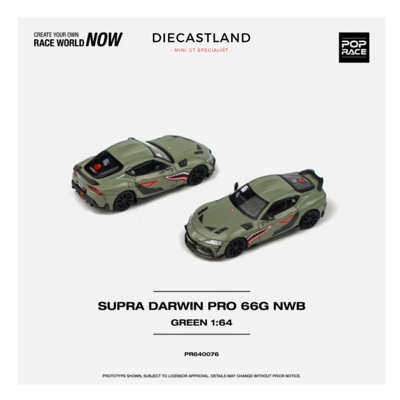 Jual POP RACE 1/64 PR640076 DARWIN PRO 66G NWB SUPRA A90 GREEN Diecast ...