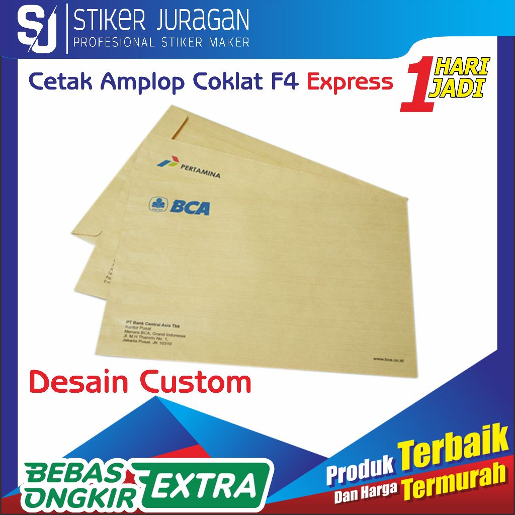 Jual Cetak Amplop Coklat Folio / F4 Express | Custom Desain | Shopee ...