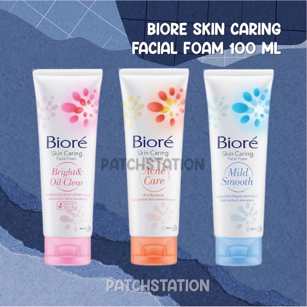 Jual Biore Skin Caring Facial Wash 100 gr Bright & Oil Clear Natural Scrub, Mild Smooth, Acne ...