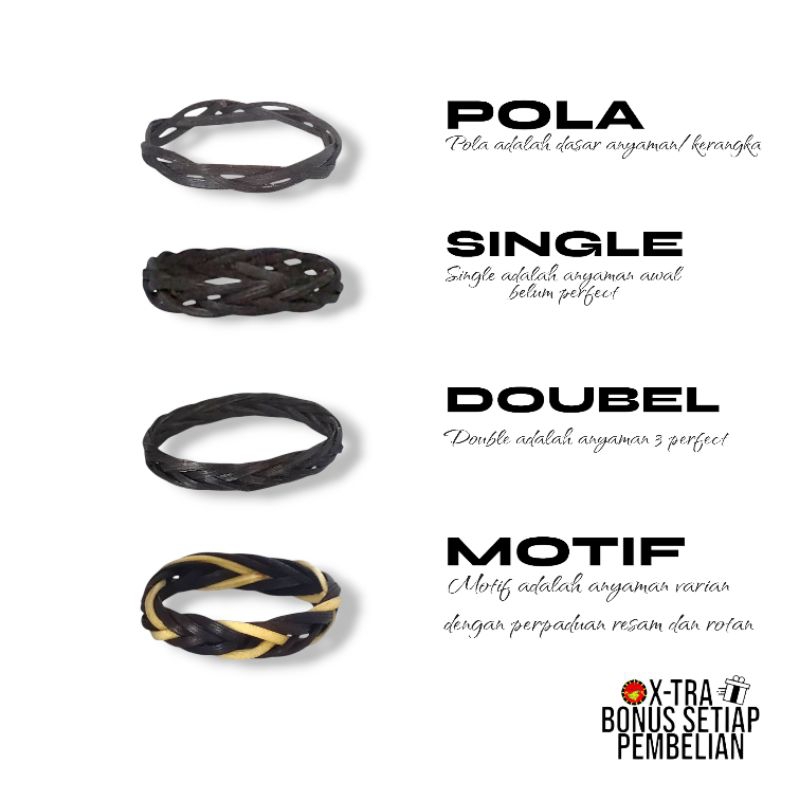 Jual Cincin Simpai Anyaman 3 Hitam Varian Resam/Rotan Asli - Kerajinan ...