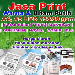 Jual Jasa Print Murah WARNA A4, A5, A6 hanya untuk warna 60% kebawah ...