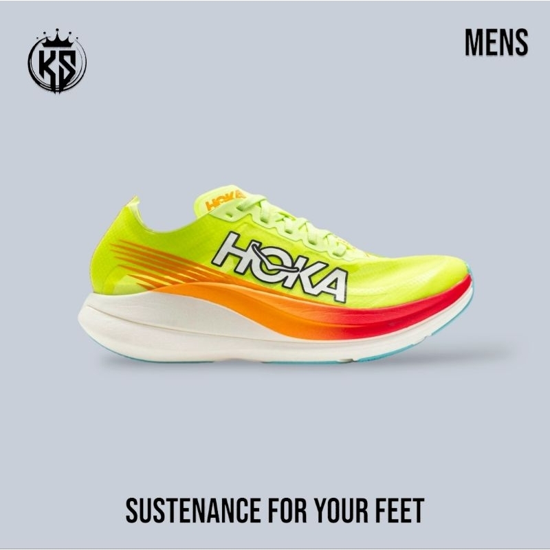 Jual Sepatu Lari Pria HOKA Rocket X 2 Mens Lettuce Solar Flare | Shopee ...