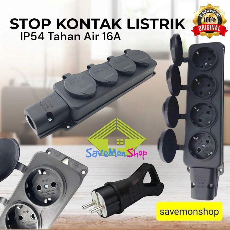 Jual Stop Kontak Outdoor 16A Waterproof IP54 Steker Terminal Listrik ...
