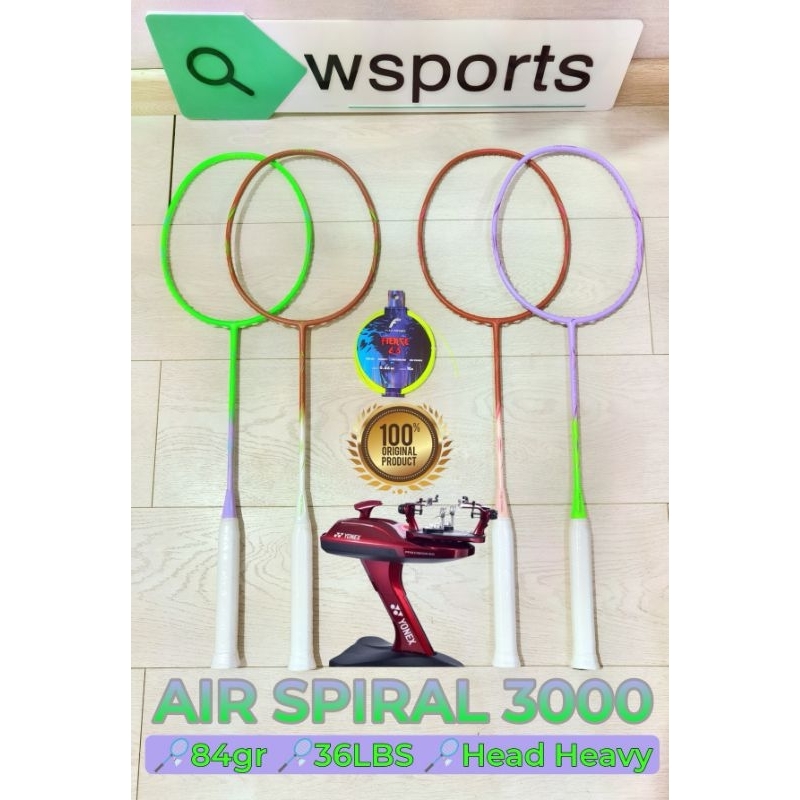 Jual Raket Badminton Flex Power AIR SPIRAL 3000 36LBS Original | Shopee ...