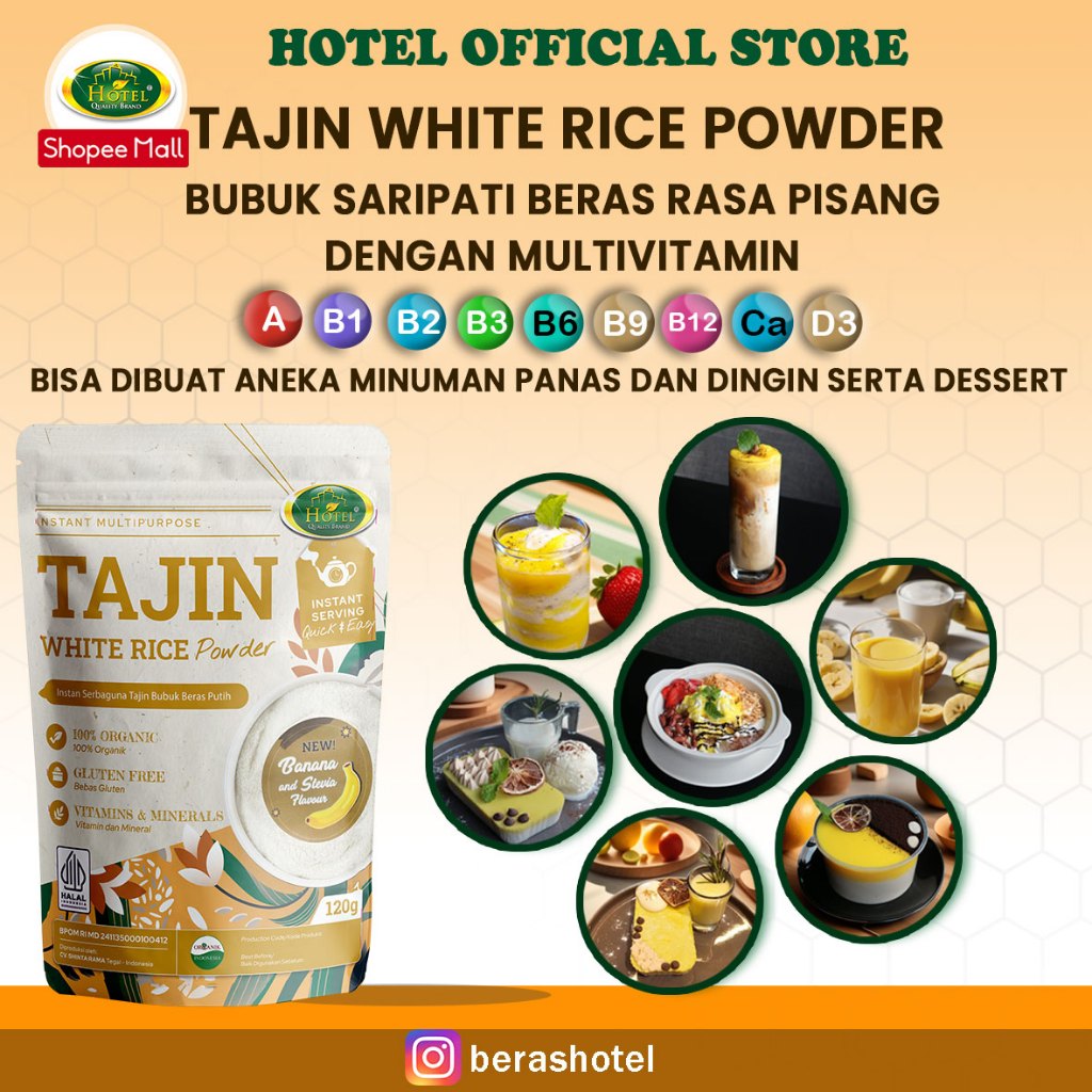 Jual HOTEL Tajin White Rice Powder Banana Flavour - Susu Bubuk Saripati ...